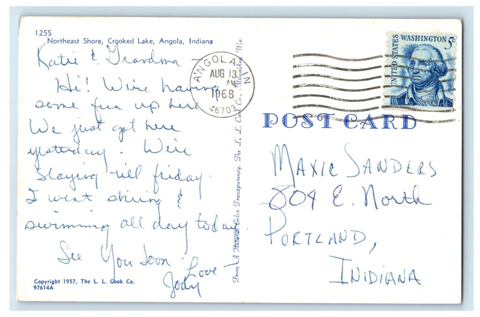 1968 Northeast Shore Crooked Lake Angola Indiana IN Posted Vintage ...