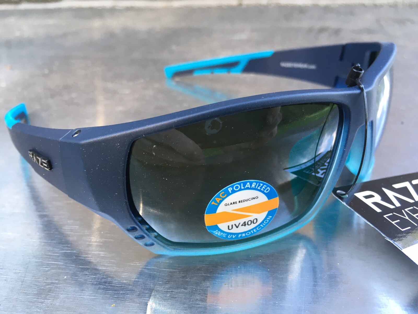 RAZE Eyewear Sunglasses Sonar polarized fishing Blue Frame Green Lens ...