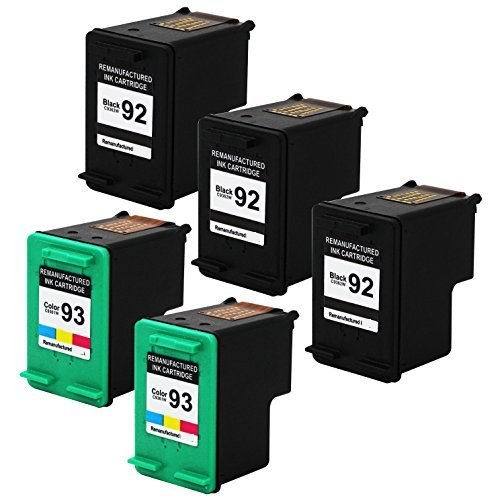 5 PK Compatible for HP 92 93 Ink Photosmart C3150 C3140 3125 3175 3173 ...