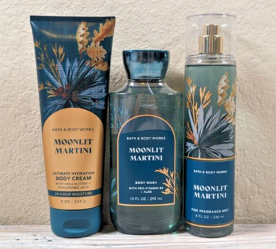 MOONLIT MARTINI Bath & Body Works FULL SIZE Mist, Body Cream & Shower ...