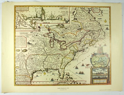 New France 1745 Reiner Ottens American Heritage Map Facsimile Print | eBay