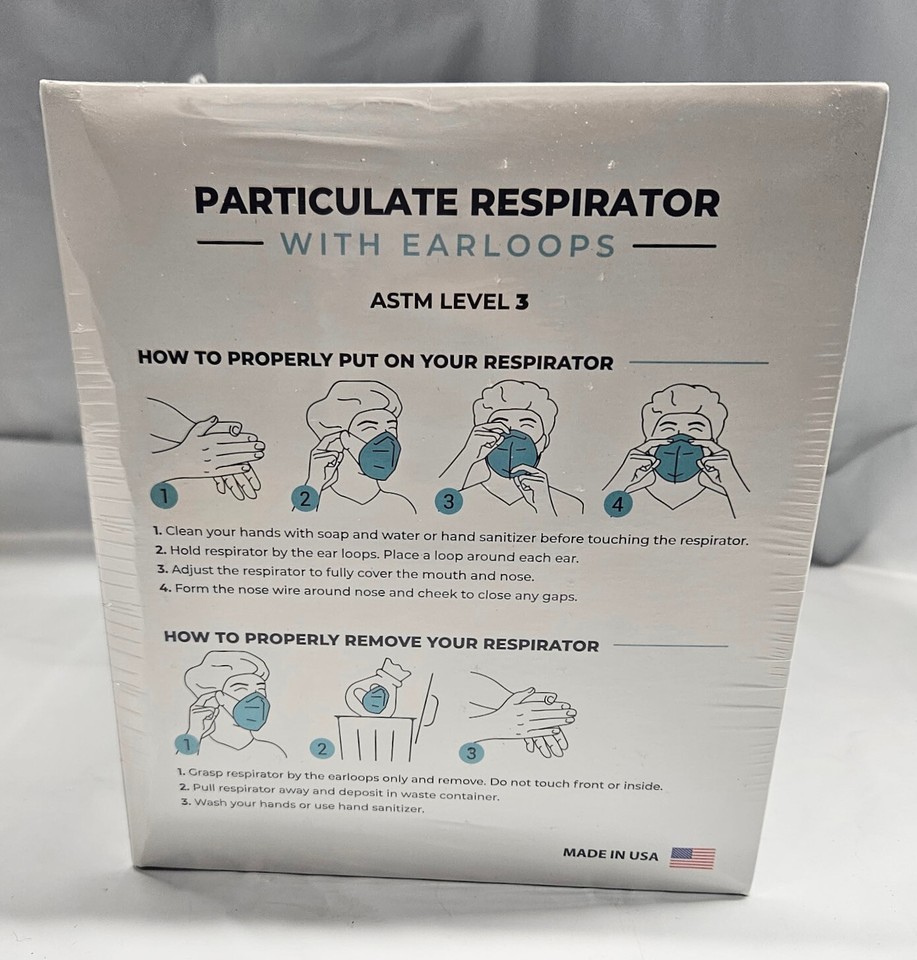 DemeTECH D95 Particulate Respirator Fold w Earloops Grey/Black, 20 pack ...