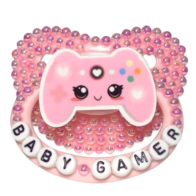 Baby Bear Pacis Adult Pacifier "Baby Gamer" Pink Adult Paci (DDLG/ABDL ...