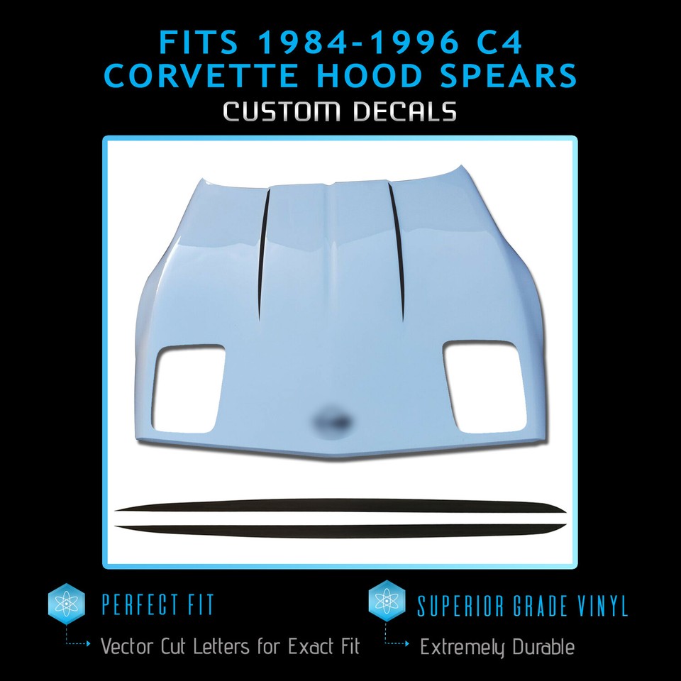 For 1984-1996 C4 Corvette Hood Spears Stripes Trim Overlay Decals ...