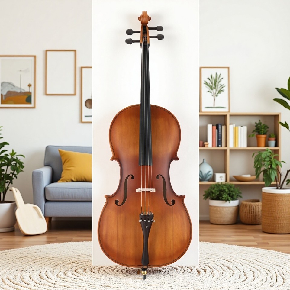 4/4 Full Size Acoustic Cello Set - Spruce Top, Strings Set & Antique ...