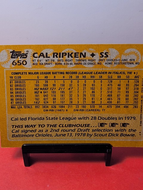 1988 Topps - #650 Cal Ripken, Jr. for sale online | eBay