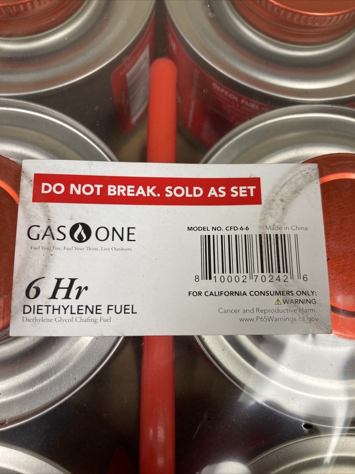 GASONE CFD-6-6 Gas One 6 pk-6 Hr Cooking Fuel Wick Liquid Safe Fuel ...