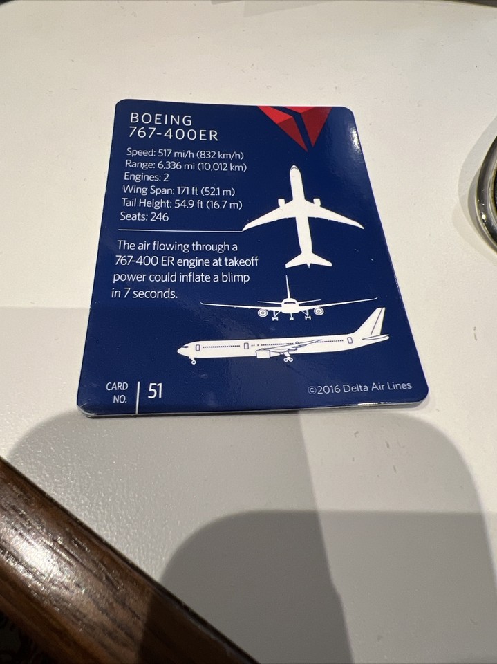 Delta Air Lines Boeing 767-400 Pilot Trading Card #51 2016 - RARE/BRAND ...