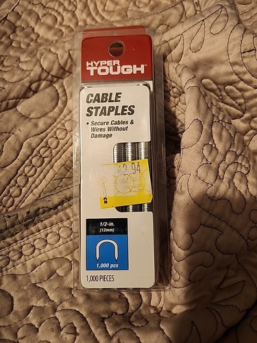 (2) Packs Hyper Tough 1/2" Deep Round Crown HD Cable Staples 1000 Total ...