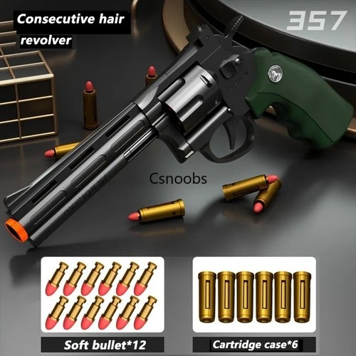 Continuous Firing 357 Revolver Launcher Pistol Soft Dart Bullet Toy Gun ...