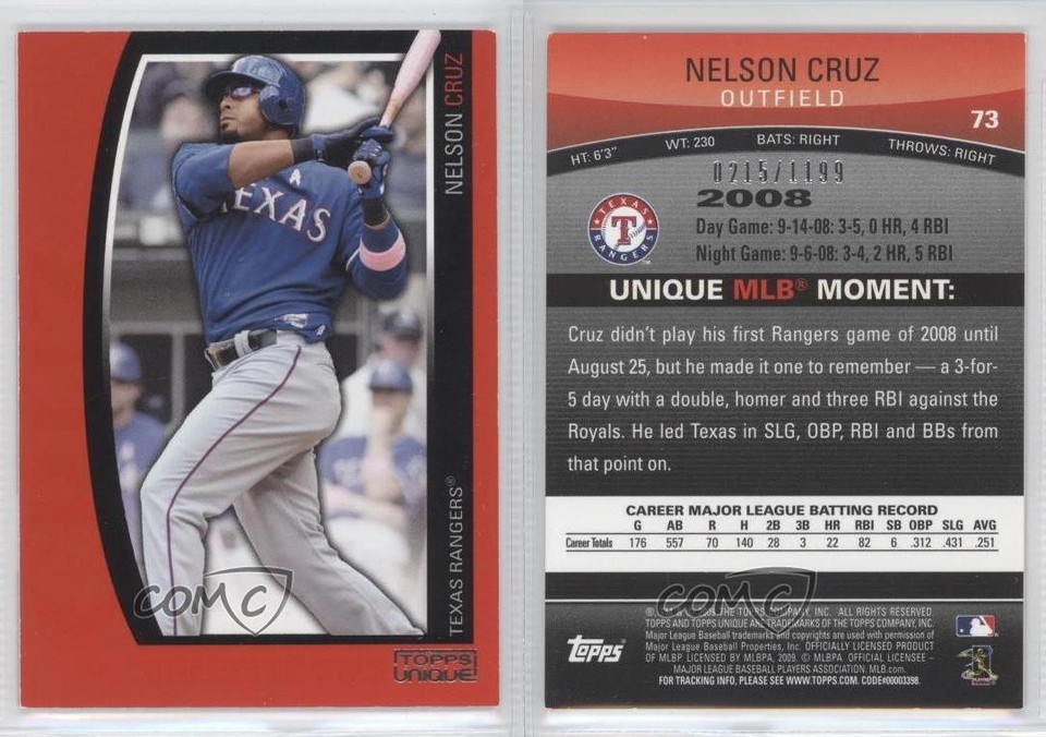 2009 Topps Unique Premier 215/1199 Nelson Cruz #73 0c4 | eBay