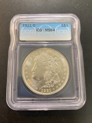 1921 D MORGAN DOLLAR ICG MS-64 - UNCIRCULATED - BETTER DATE - LUSTER ...