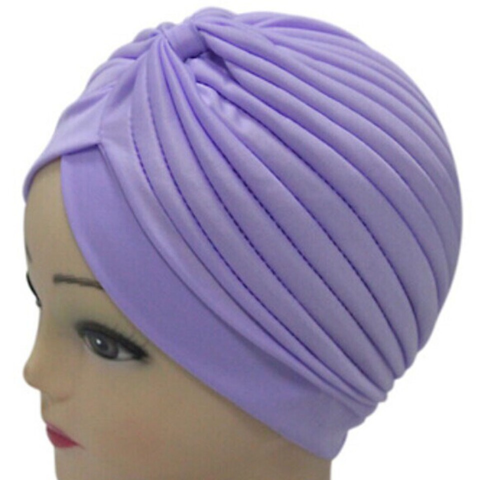 Plain Stretchy Ladies Chemo Turban Indian Cloche Trendy Fashion Pleated ...