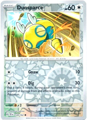 Dunsparce Rare Reverse Holo Pokemon TCG Card 128/162 | eBay