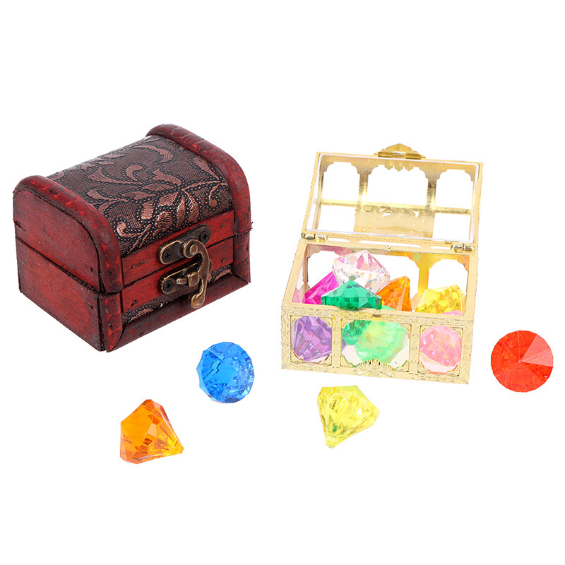 Diving Gem Pool Toy 10 Big Colorful Diamonds with Treasure Pirate Box ...