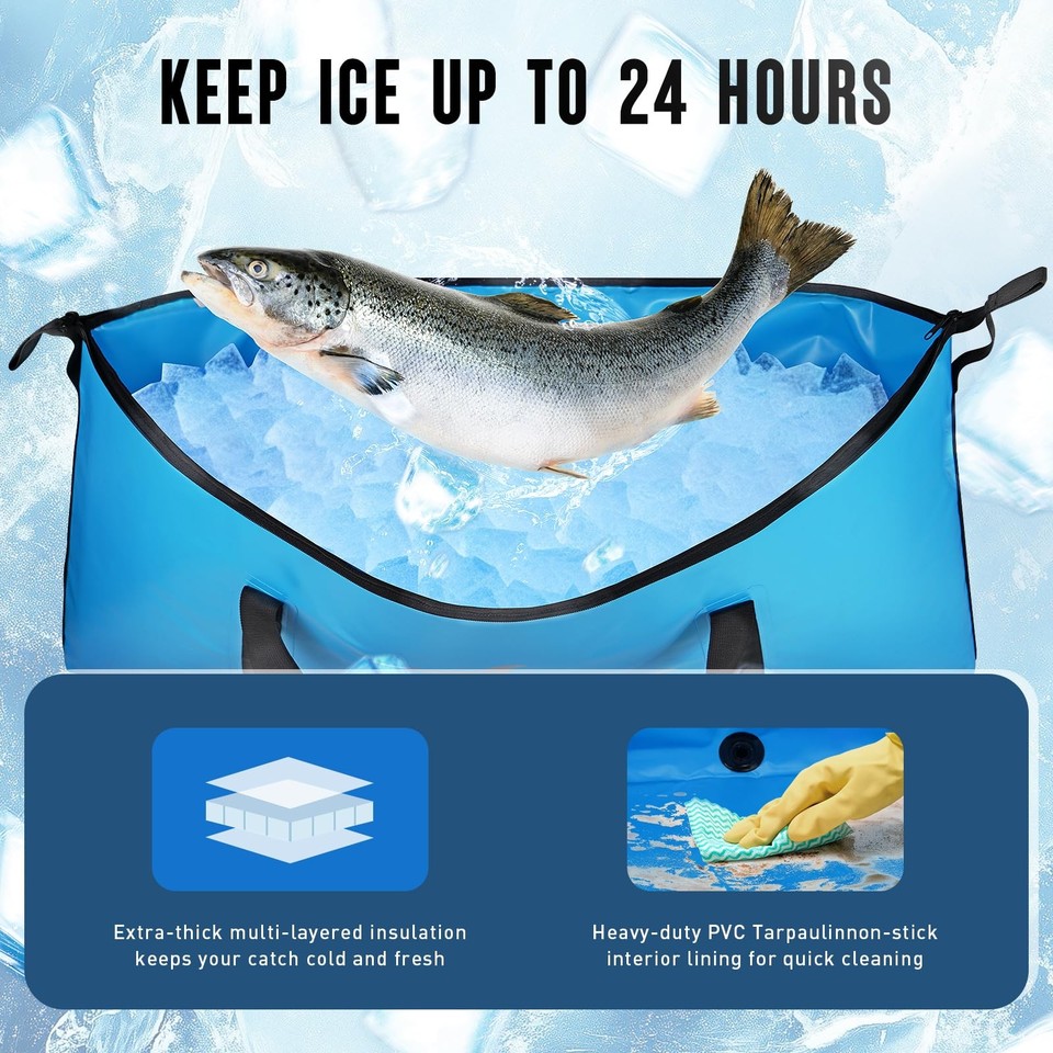 Fish Cooler Bags for Fishing,Insulated Fish Bag 40.1"X16.5" Fish Kill ...