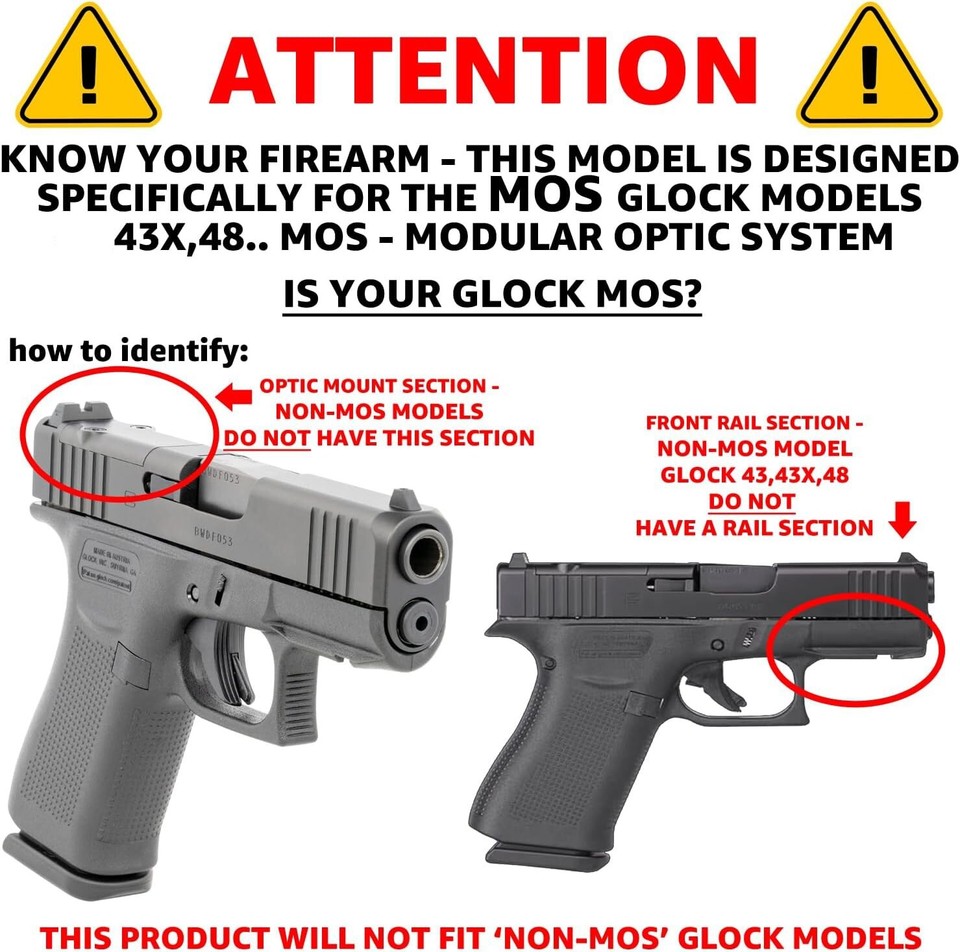 Recover Tactical OR43 Picatinny Rail For GLOCK MOS Models G43X MOS, G48 ...