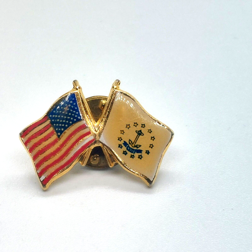 USA Rhode Island Crossed Flags Pin Lapel Enamel Collectible | eBay