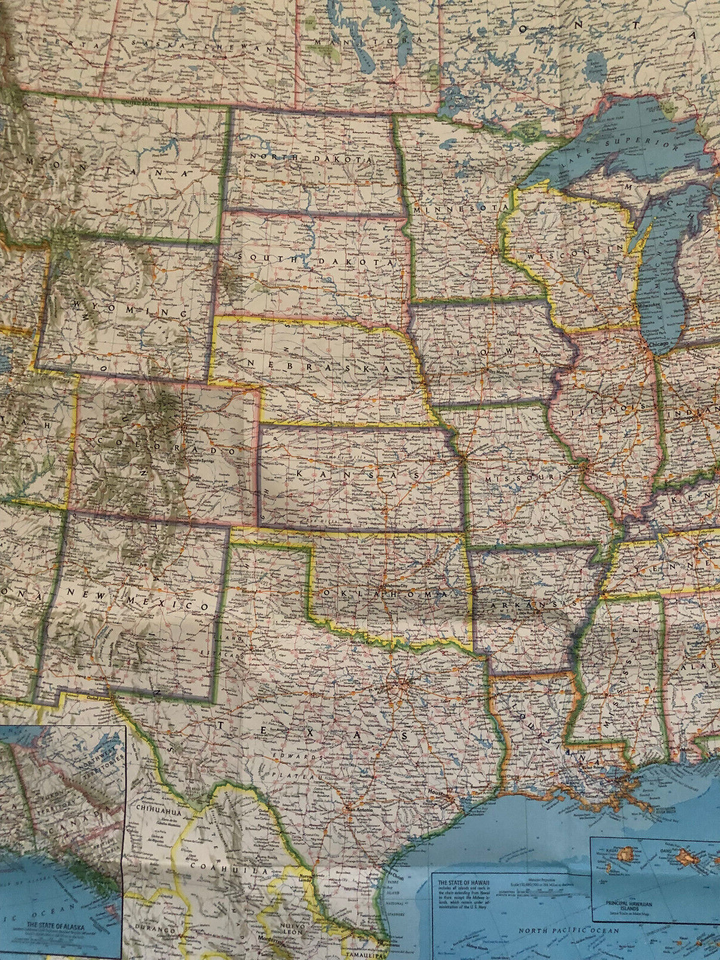 Vintage National Geographic Supplement Map Portrait USA Photomosaic ...