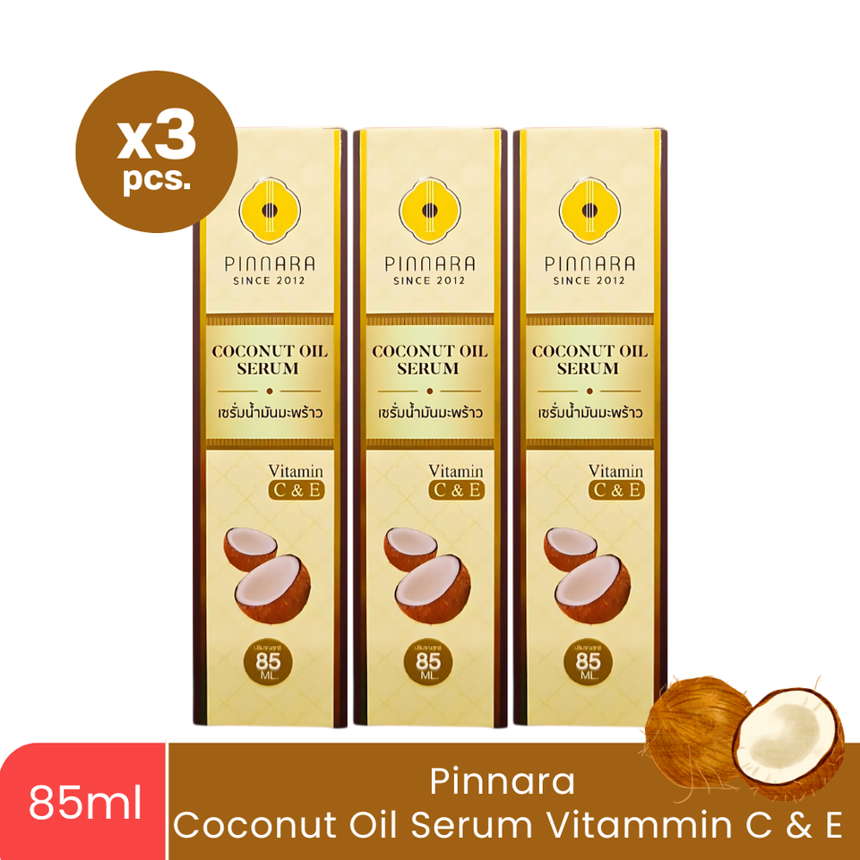 3 x PINNARA Coconut Oil Serum Nourishe Face Body Hair C&E Natural ...