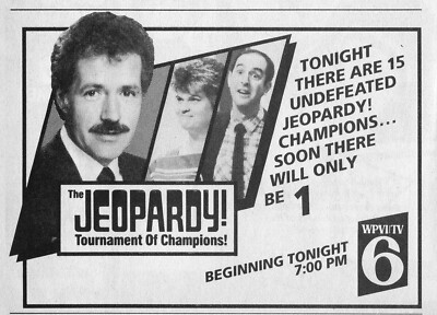 1985 TV PROMO AD ~ JEOPARDY HOST ALEX TRABECK Tournament Of Champions ...