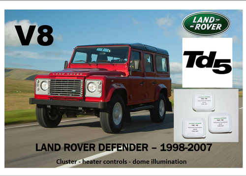 LAND ROVER DEFENDER Td5/V8 1998 - 2007 instrument panel & dome 8 LED ...