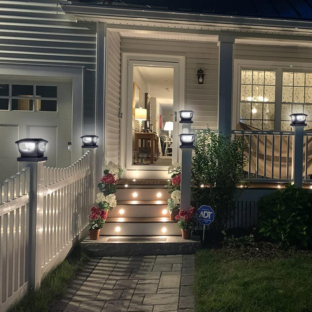 Square Solar Post Lights For Deck Solar Post Lamps Outdoor: Square LED