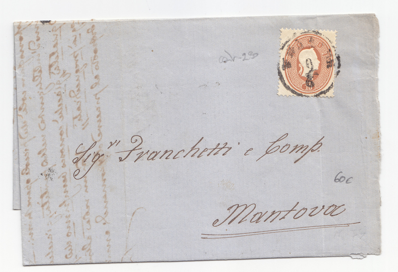 V67-VENETO AUSTRIACO-10 SOLDI DA VENEZIA A MANTOVA 1863 | eBay
