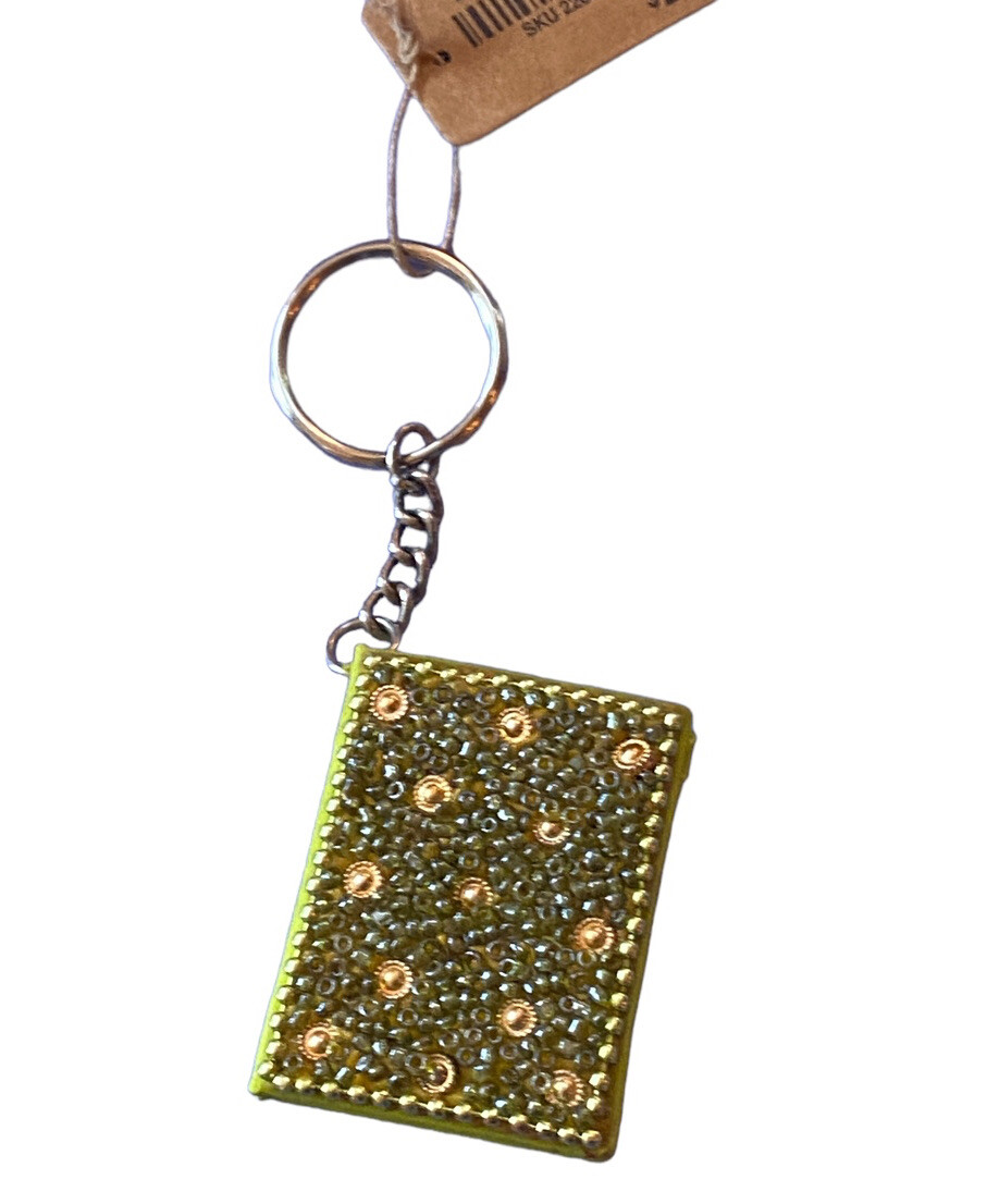 Pier 1 Keychain Mini Journal Green Sequin Beaded Notebook Book | eBay