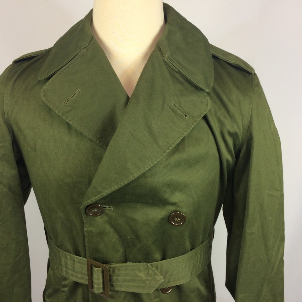 Vtg Vietnam War Army Military USMC Trench Coat Jacket Parka Small ...