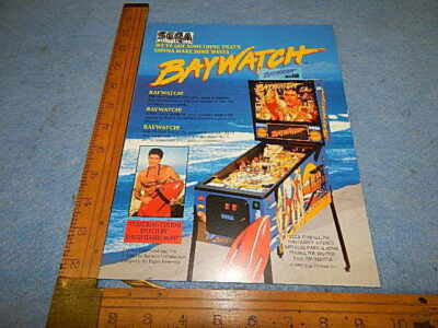 1995 Sega BAYWATCH Pinball Game Advertising Flyer | eBay