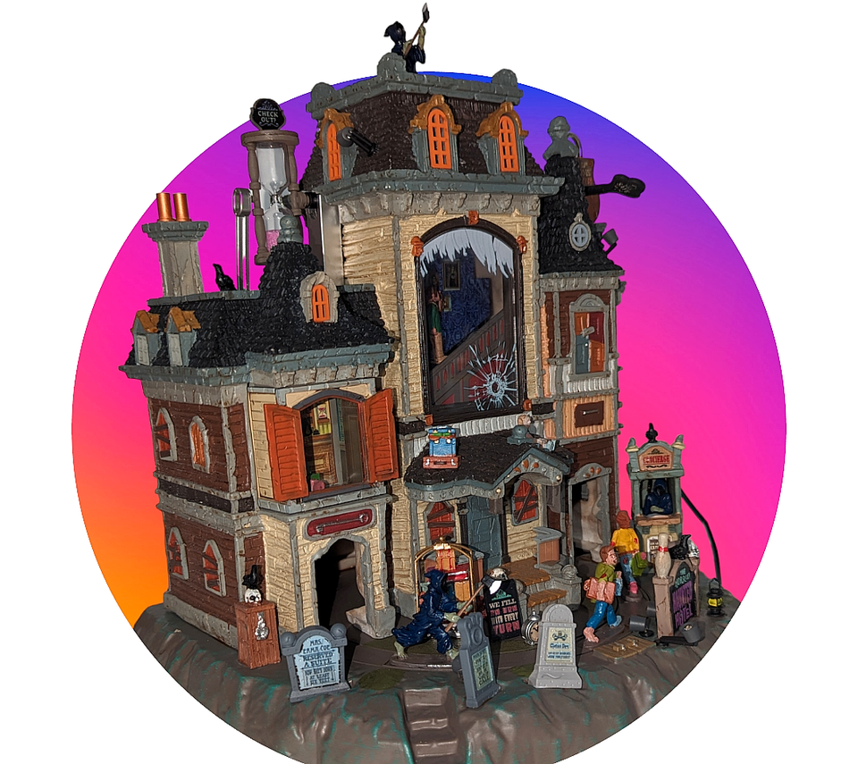 Lemax Spooky Town The Horrid Haunted Hotel Animated LED Lghts Sounds ...