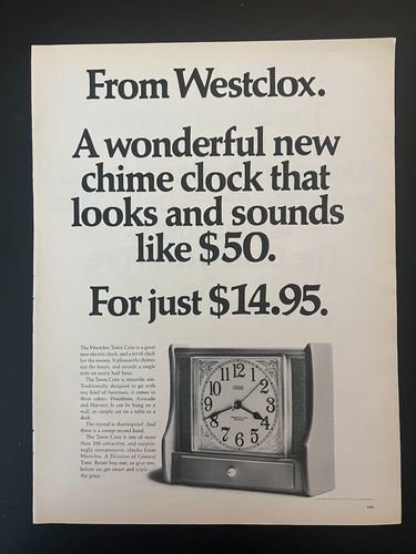 1969 Westclox Chime Clock Magazine Print Ad | eBay