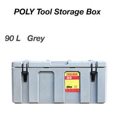 90L Poly Tool Box Storage Grey Case Heavy Duty Waterproof Cargo Box ...