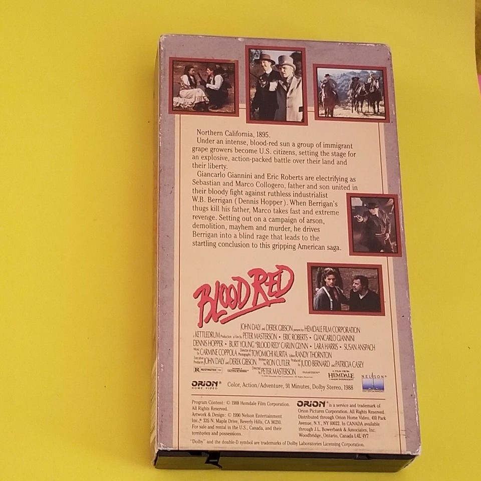 BLOOD RED - VHS - ERIC ROBERTS, GIANCARLO GIANNINI, DENNIS HOPPER, BURT ...