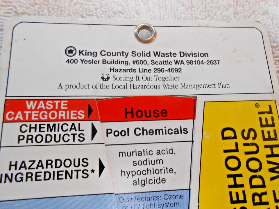 HOUSEHOLD HAZARDOUS WASTE WHEEL ENVIRONMENTAL HAZARDS King Co., WA by ...