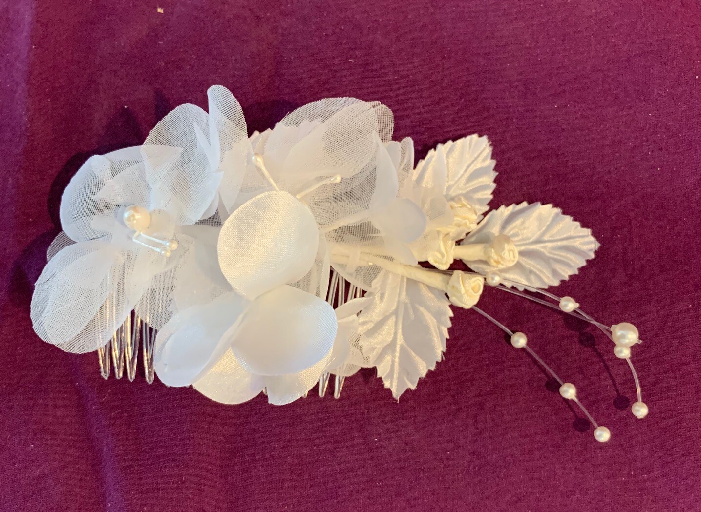 VINTAGE AVON FABRIC BLOSSOM HAIR COMB WHITE WITH PEARLS NIB 1989 | eBay