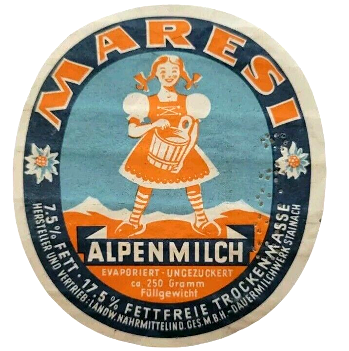 1940s Maresi Alpen Milk Fatfree Dry Matter Landw Food Industry German ...