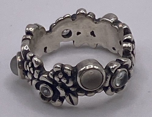 Authentic Pandora S925 ALE SS “Natures Serenity” Blue Topaz Ring Sz6.5 ...