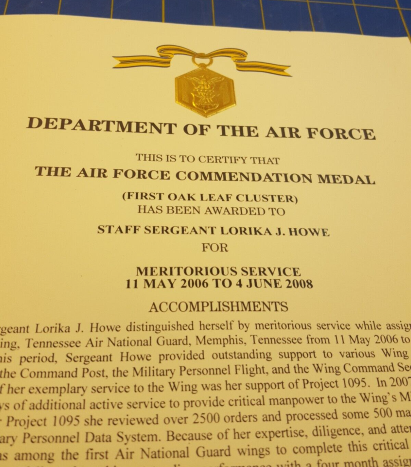 2008 DEPARTMENT OF THE AIR FORCE COMMENDATION MEDAL CERTIFICATE | eBay