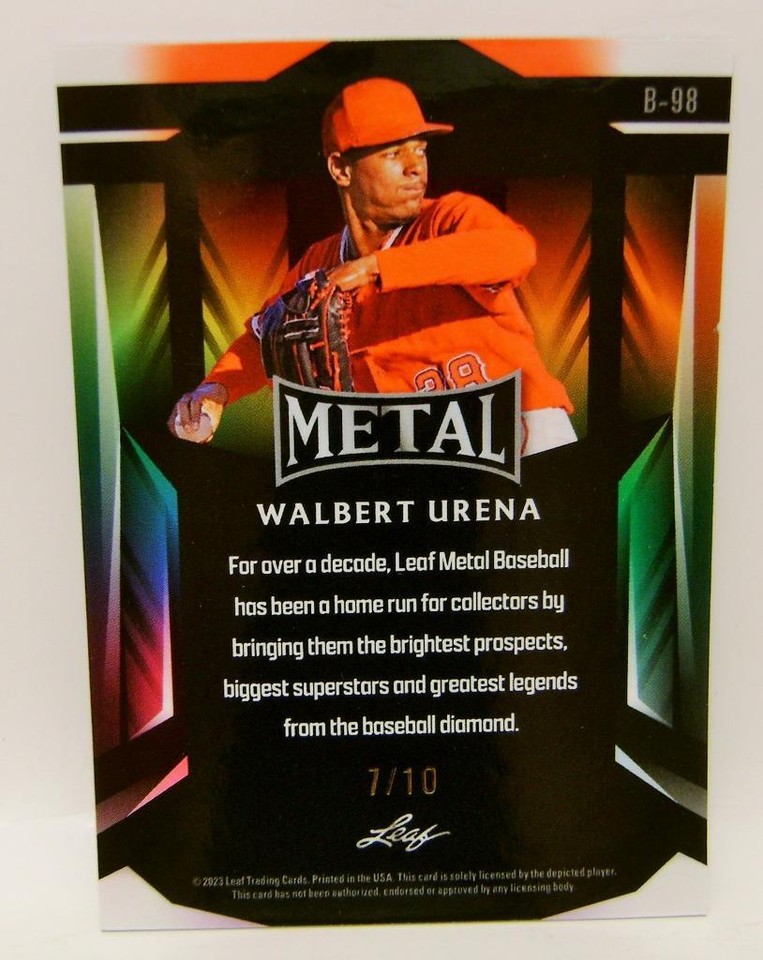 WALBERT URENA #7 /10 BASE CARD LEAF METAL BASEBALL 2023 | eBay