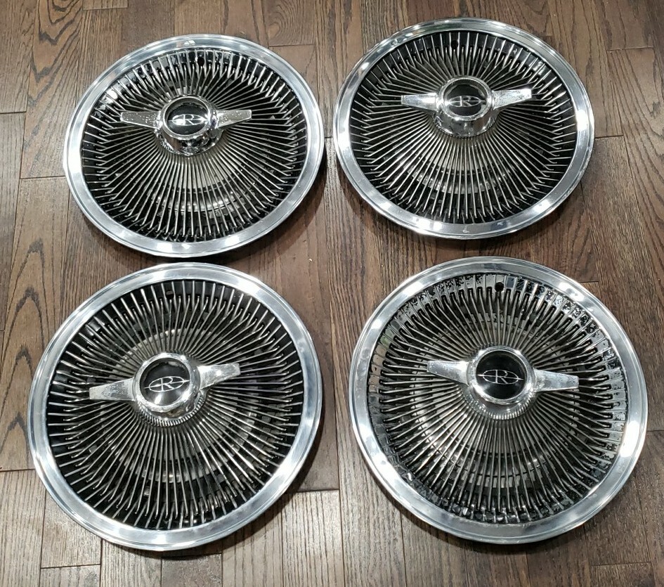 64-67 Buick Riviera Wildcat 15" 2 Bar Spinner Finned Turbine Hubcap Hub ...