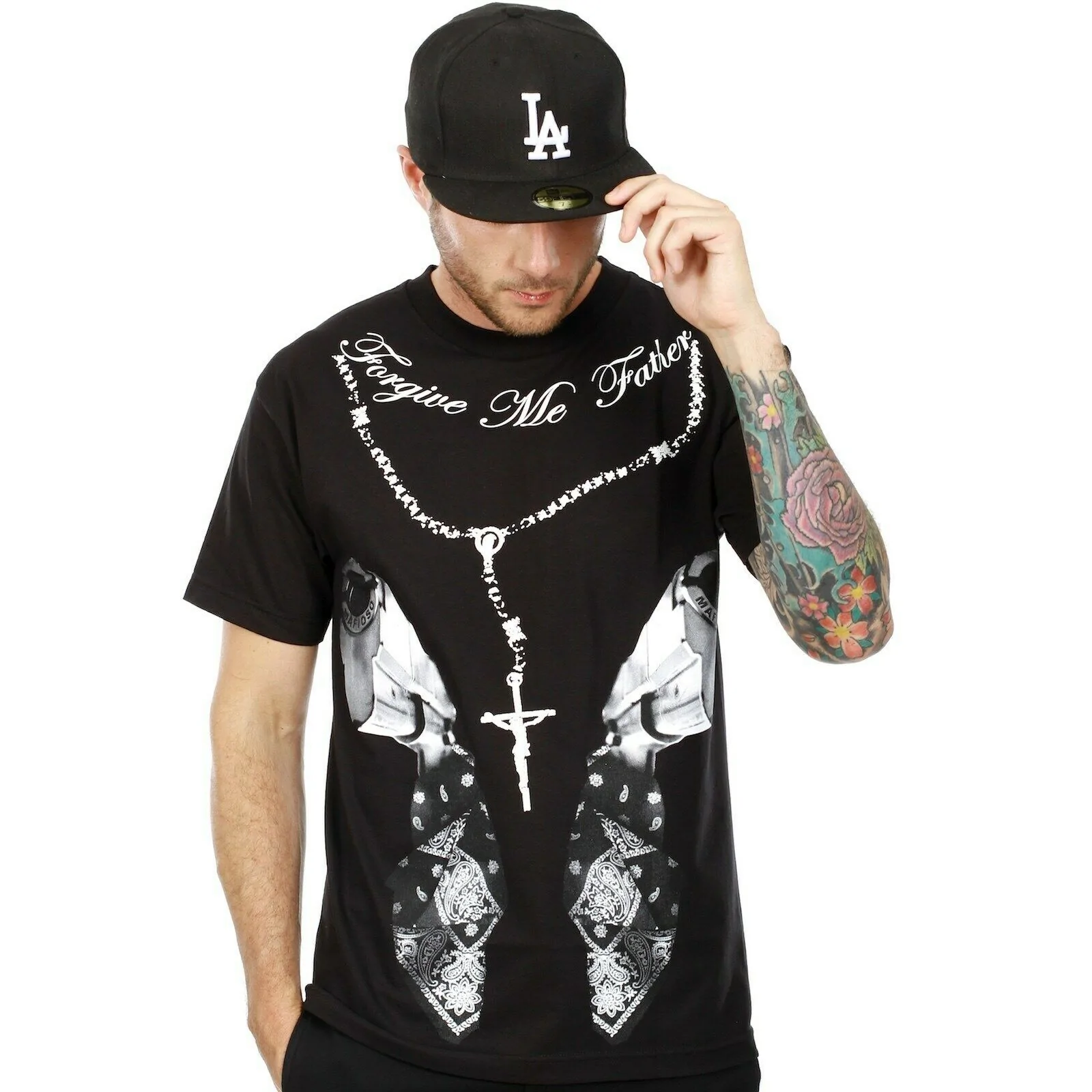 Mafioso Confessions Black Mens T-Shirt Guns Girls Ammunition Tattoo ...