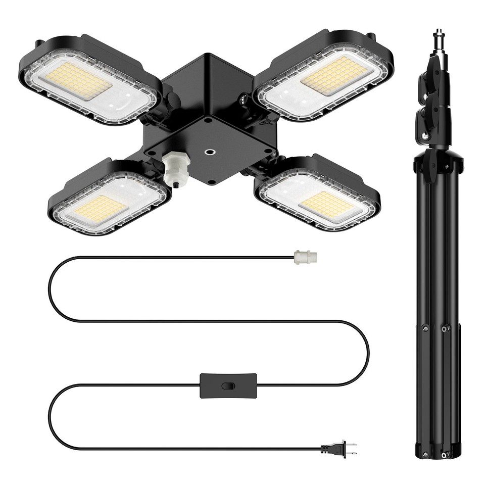 SANSI 15,000LM LED Work Light 100W Dimmable 4 Adjustable Heads Tripod ...