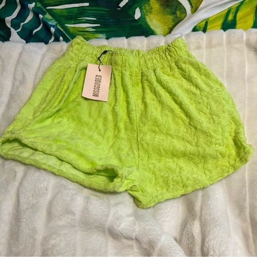 Missguided 2/XS Neon Green Spring Summer Textured Cotton Comfy Dorm ...