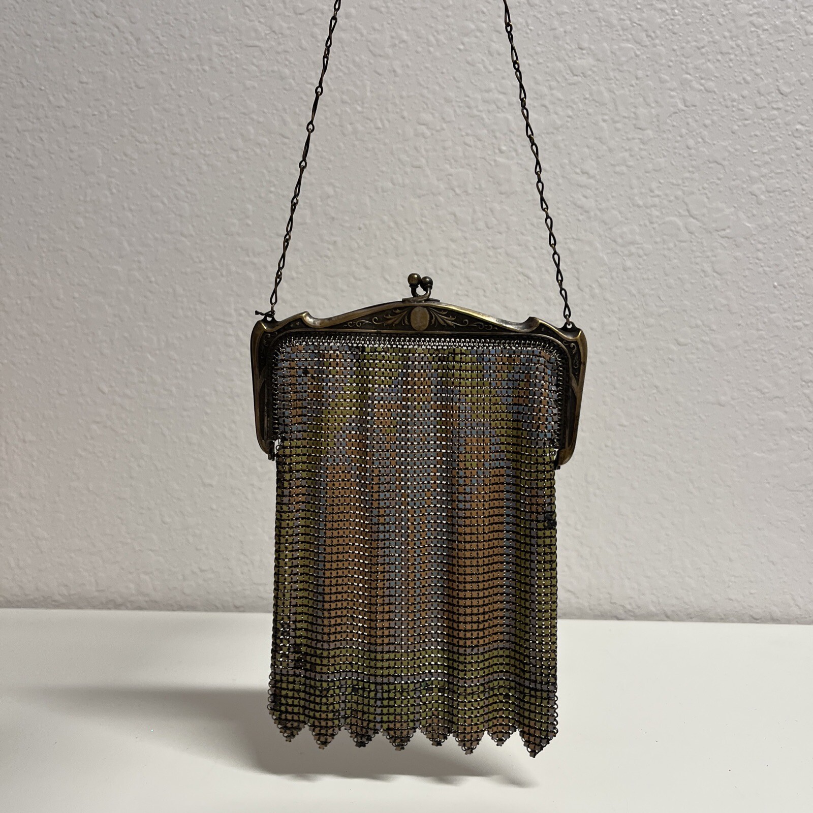 Antique Mesh Chain Mail Purse Evening Bag 1920s - Gem