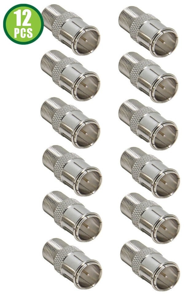12 Pack F-type Quick Push-On Adapter Male-Female Coax Cable RG59 RG6 ...