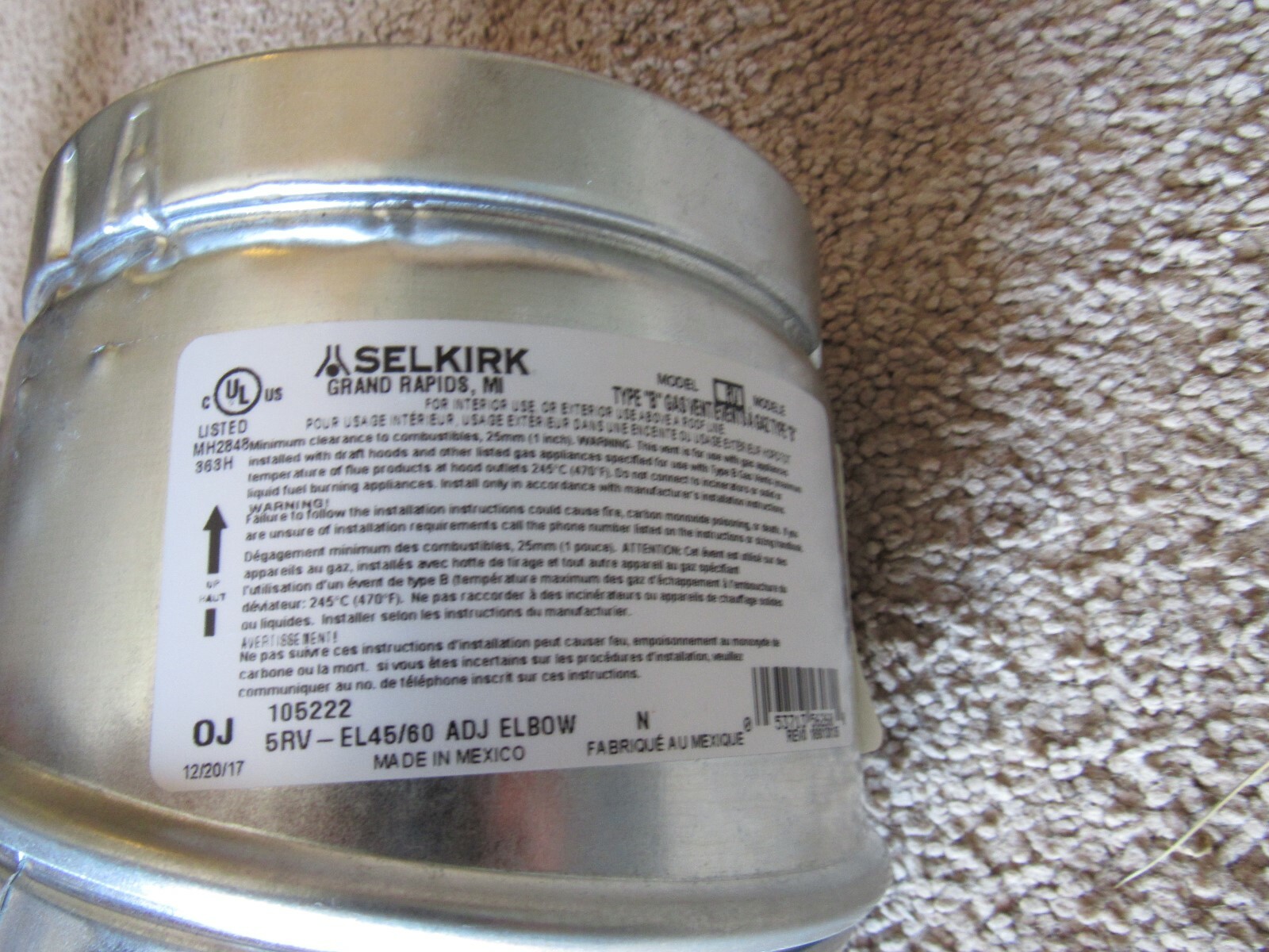 Selkirk 5'' RV 45/60° Adjustable Elbow - 105222 - 5RV-EL45/60 | eBay