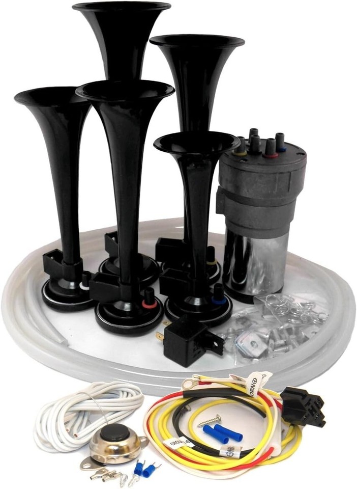 Classic Black 12-Note Dixie Air Horn with Universal Fit & Installation ...