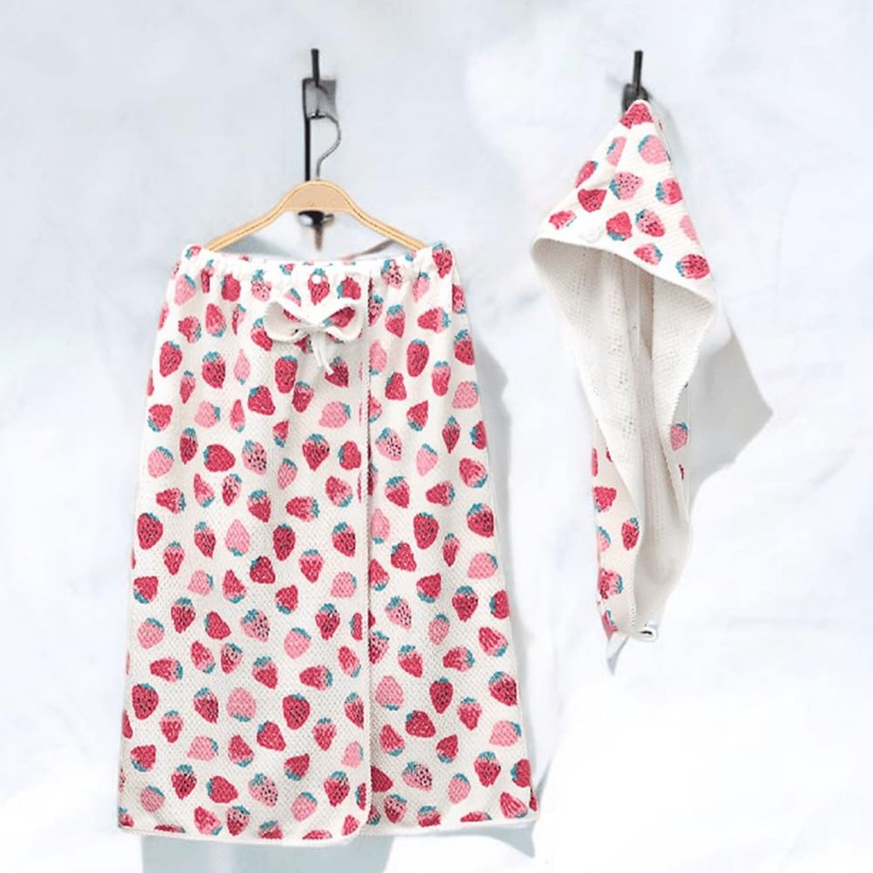 Cute strawberry robe women,Bath Towels Set,body towel wrap,teen girl ...